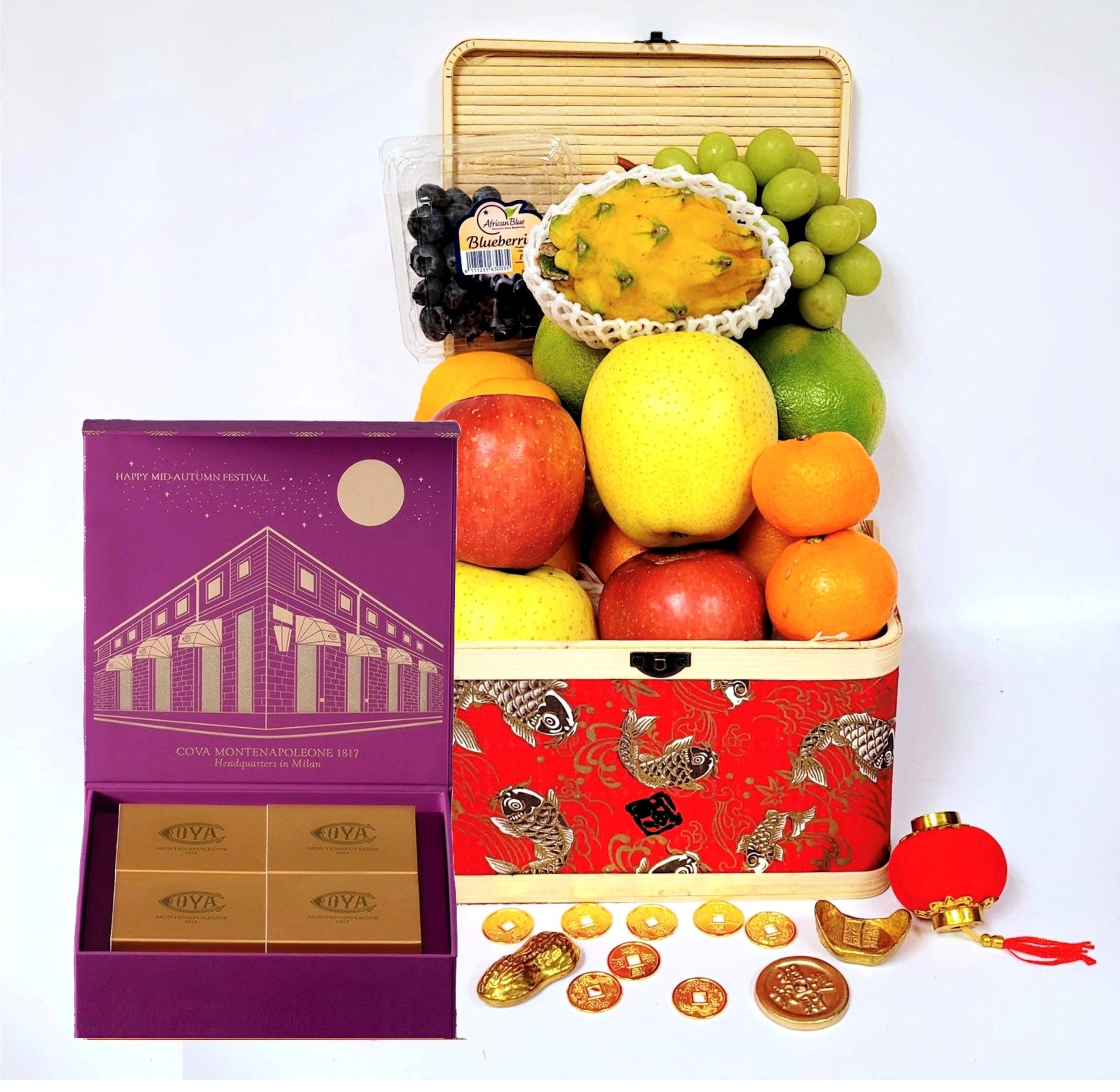 Mid Autumn Red Koi Fruit Hamper & Cova Mooncake – Gift Awesome