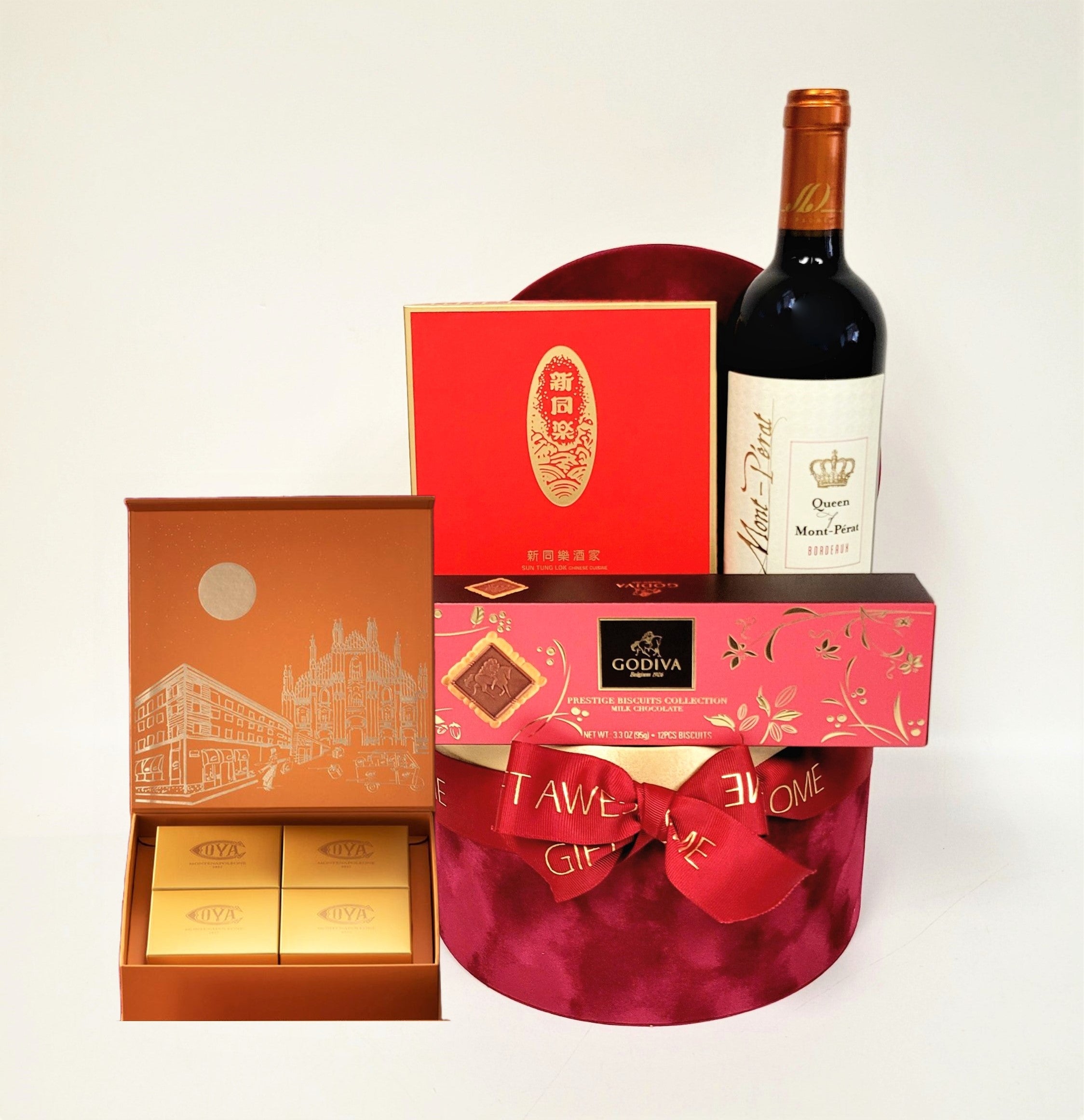 Burgundy Gold Mid Autumn Cova Mooncakes with Wine – Gift Awesome