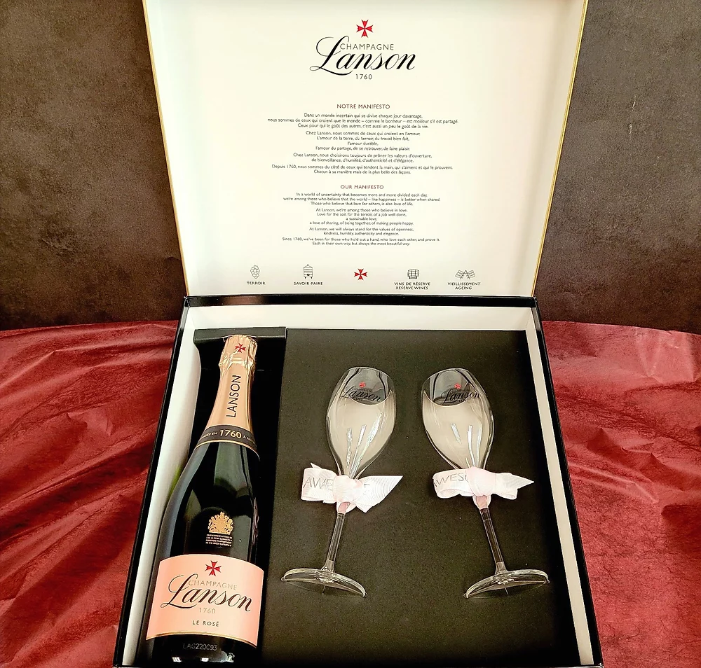 Lanson Champagne Rosé Label Brut Champagne Gift Set – Gift Awesome