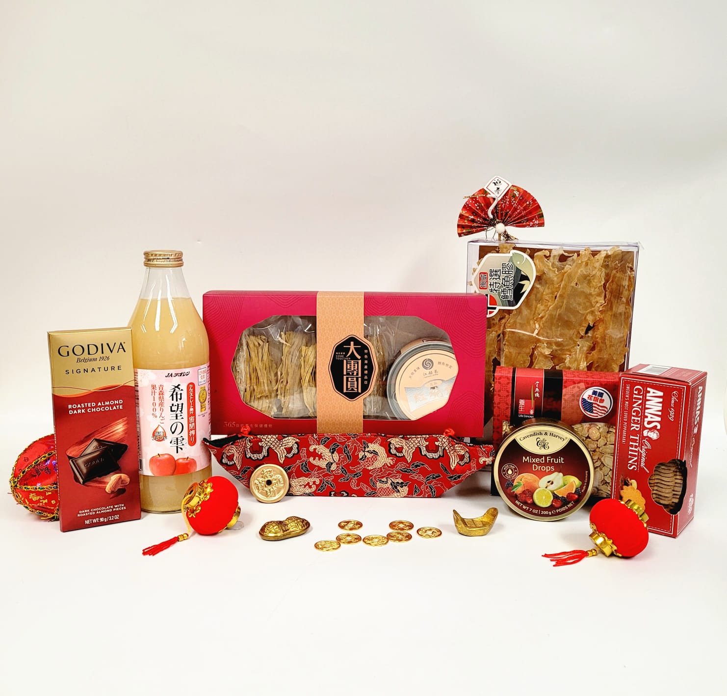 Festive Red Gourmet Hamper with Juice – Gift Awesome